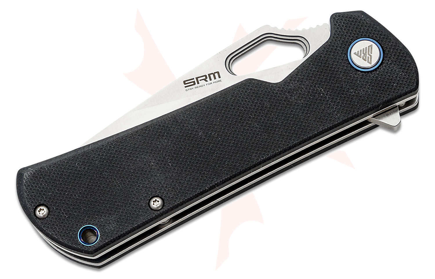 SRM Knives 1168 Flipper Knife 3.39" Satin Drop Point Blade, Black G10 ...