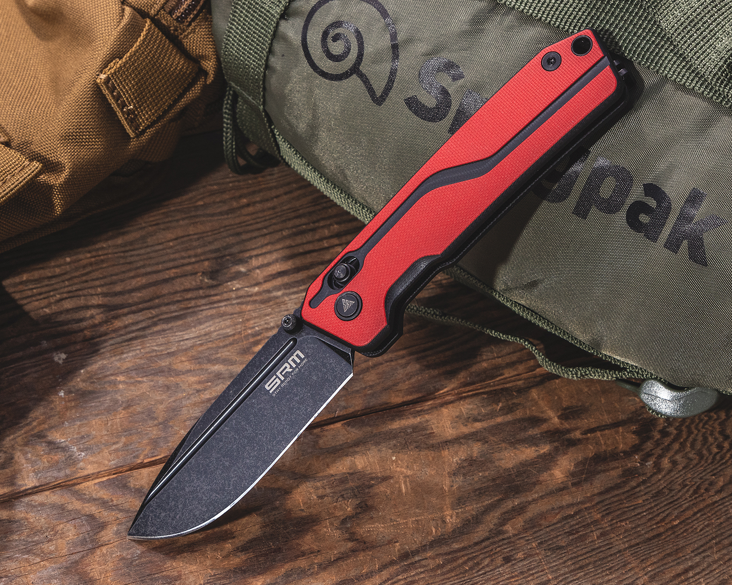 SRM Knives 7228L-GV Large Rubik Folding Knife 3.62" Black VG-10 Drop ...