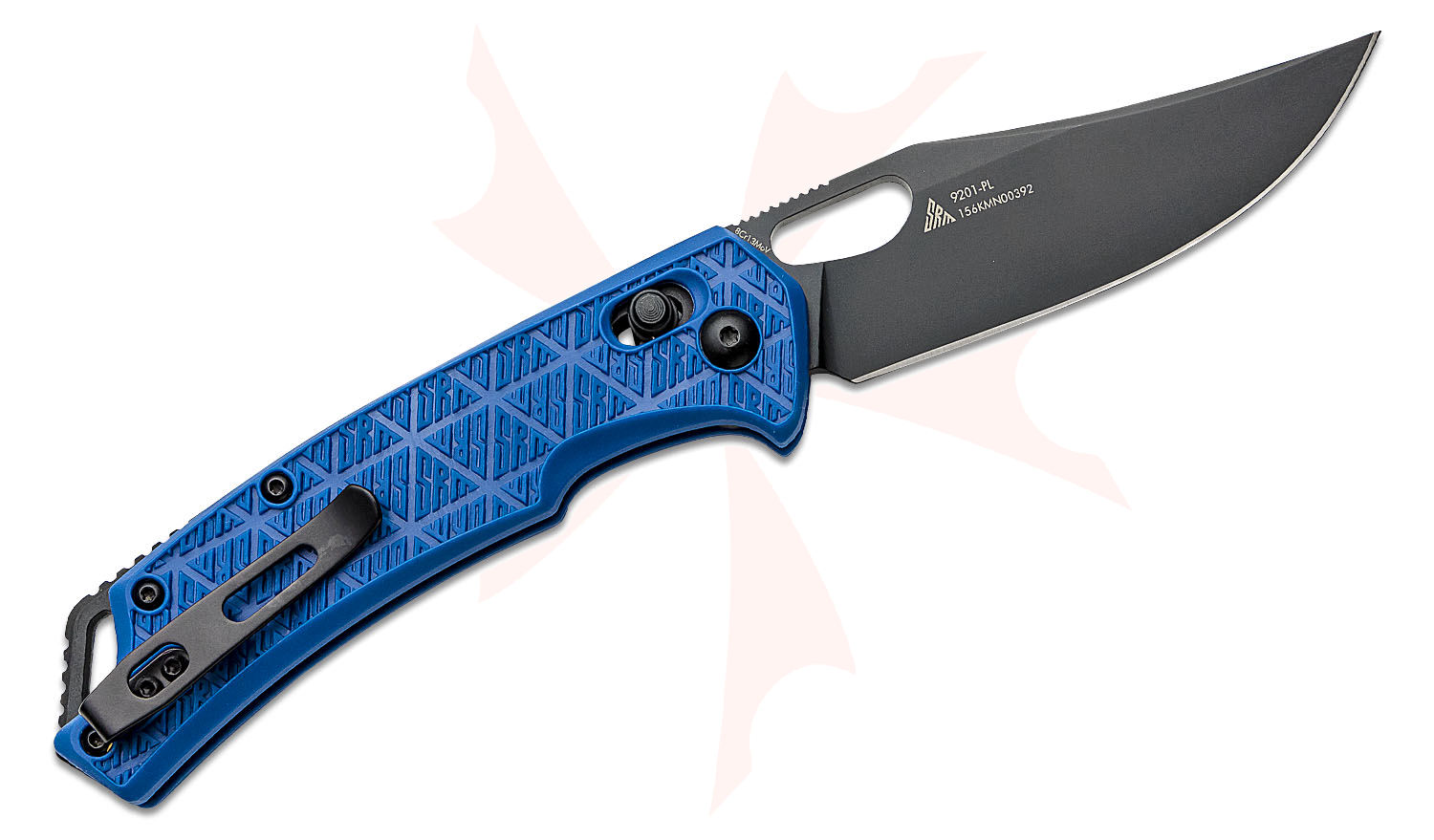 SRM Knives 9201-PL Folding Knife 3.54" 8Cr13MoV Black Clip Point Blade, Blue FRN Handles ...