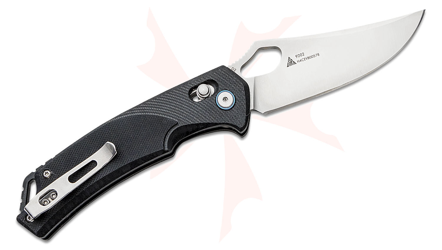 SRM Knives 9202 Folding Knife 3.54" D2 Satin Trailing Point Blade ...