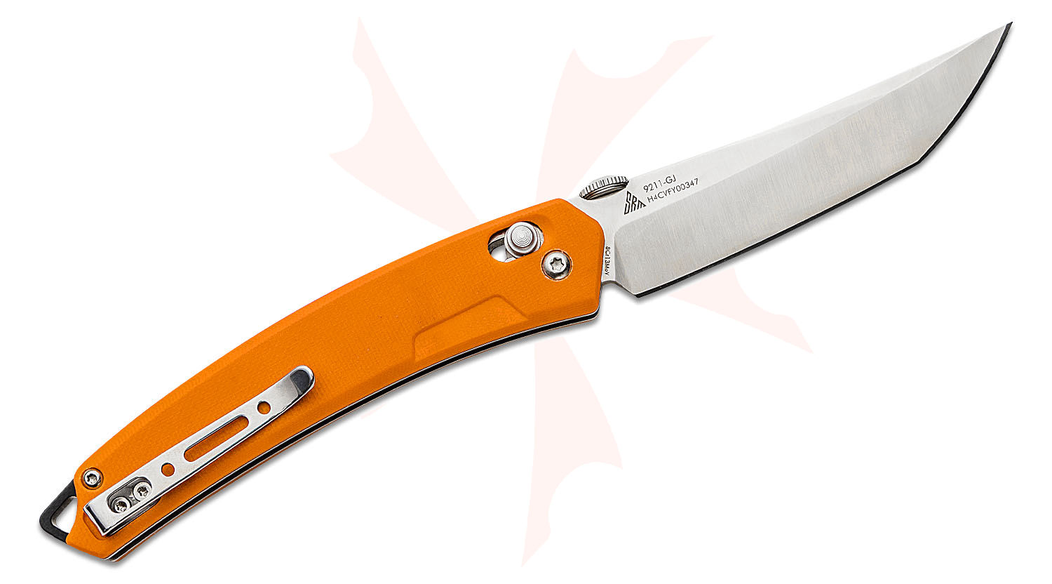 SRM Knives 9211-GJ Folding Knife 3.57" Satin Tanto Blade, Orange G10 ...