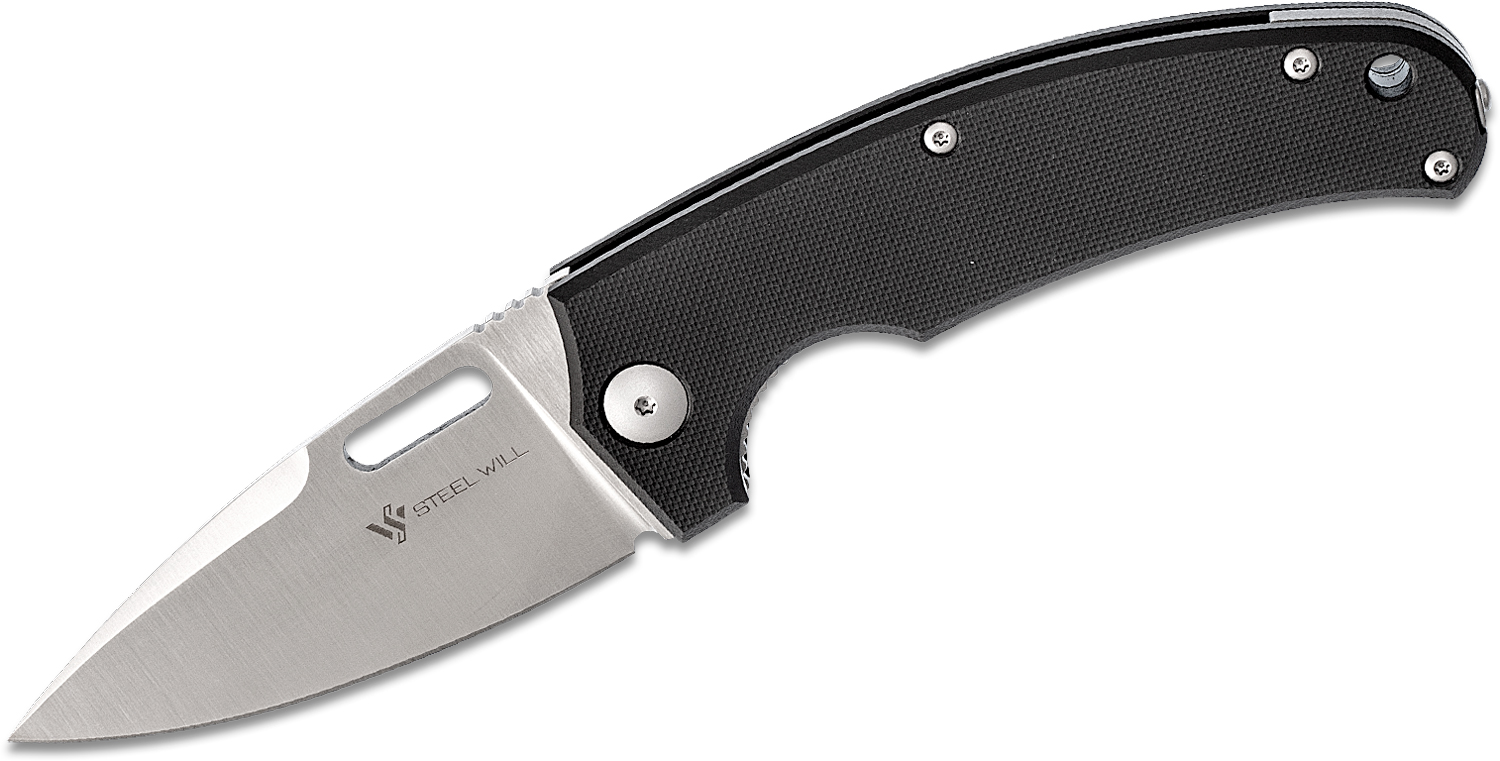 Steel Will Piercer Folding Knife 3.2" D2 Satin Drop Point Blade, Black ...