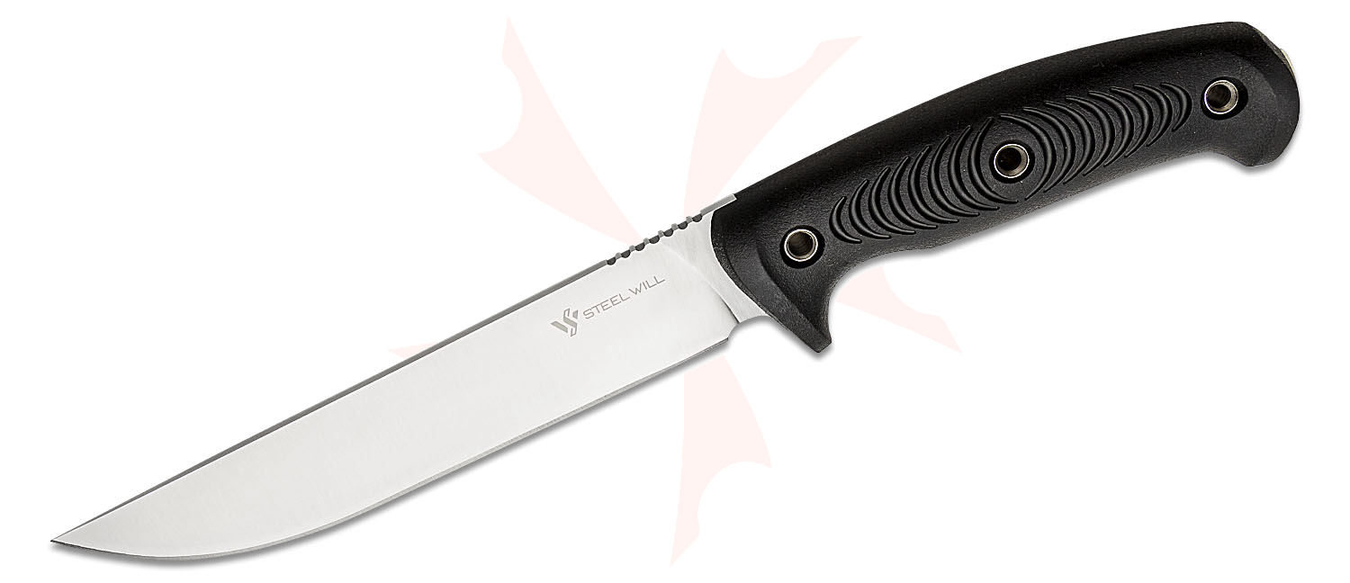 Steel Will Roamer R375-1BK Fixed 6.4" Satin Drop Point Blade, Black TPE ...