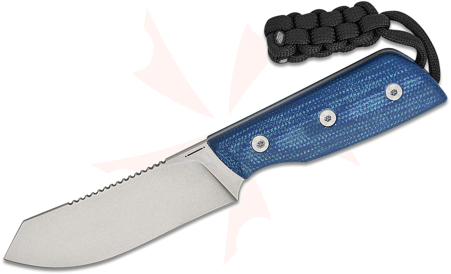 StraightLine EDC DCA Digger Pocket Fixed Blade Knife 3.05" 14C28N Stonewashed Spey Blade, Blue ...