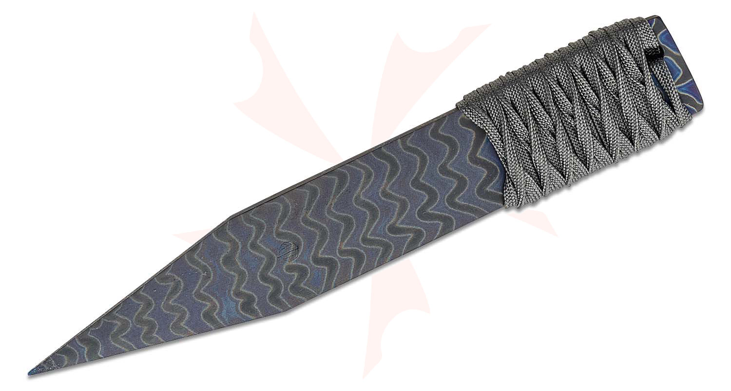 Mick Strider Nail Fixed Flamed Titanium Blade, 8" Overall, Gray Cord ...