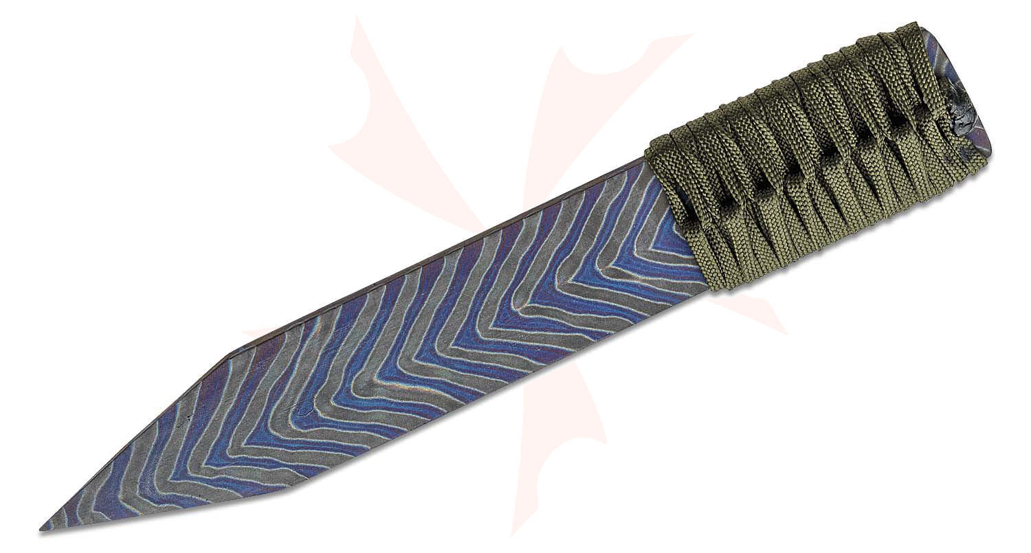 Mick Strider Nail Fixed Flamed Titanium Blade, 8" Overall, OD Green ...