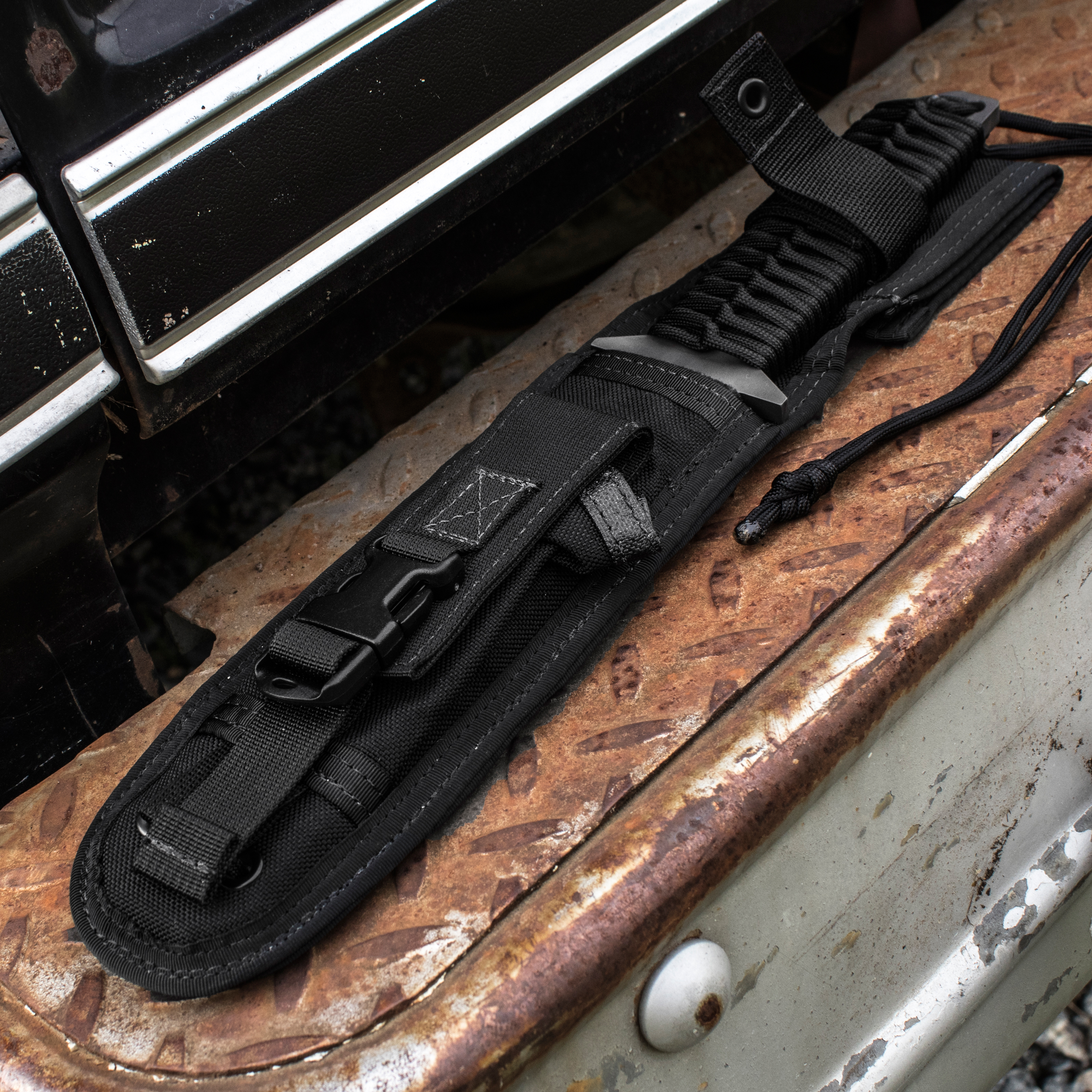 Strider Knives BN-SS Fixed 7.5" PSF27 Tiger Striped Tanto Sawback Blade ...