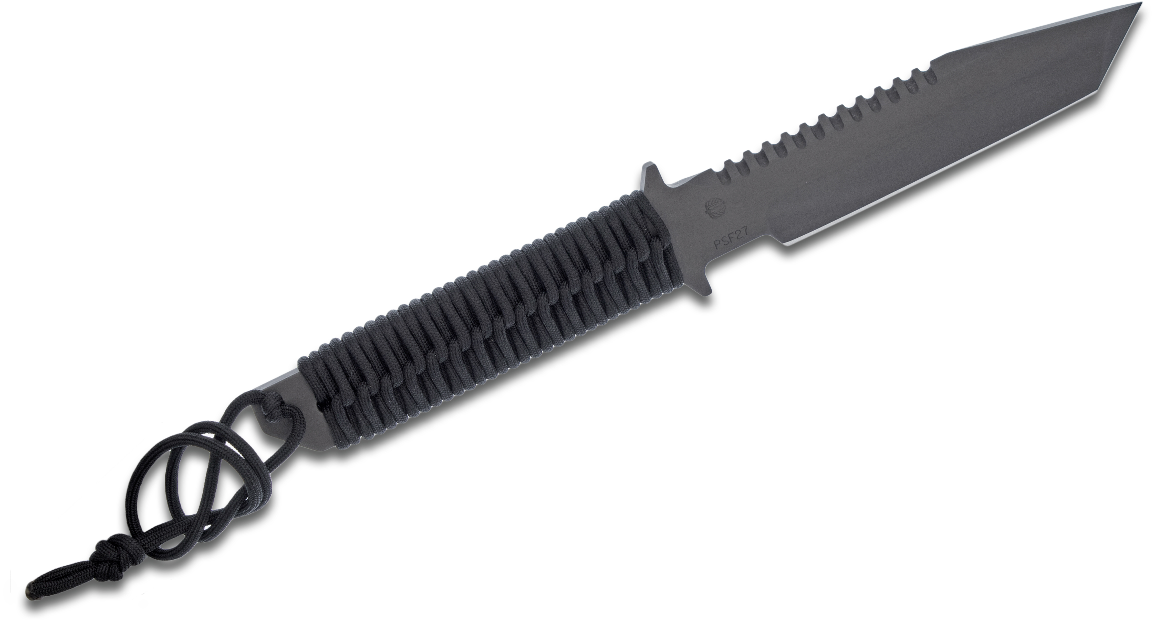 Strider Knives BT-SS Fixed 6" PSF27 Black Tanto Sawback Blade, Black ...