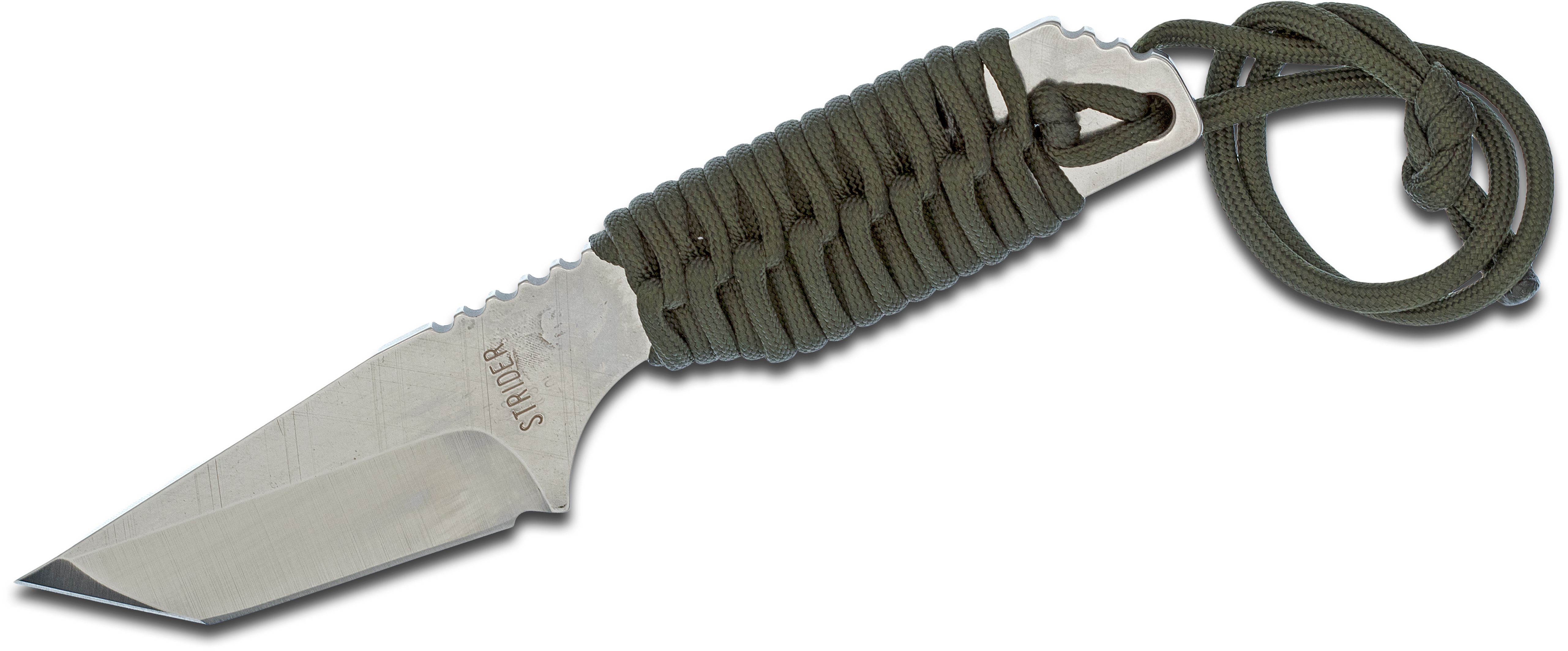 Strider Knives DB Fixed 3" PFS27 Stonewashed Tanto Blade, Green Cord ...