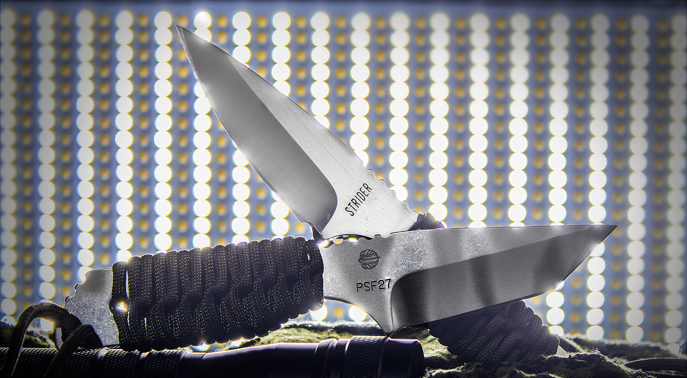 Strider Knives SA Fixed 3" PSF27 Stonewashed Drop Point Blade, Cord ...