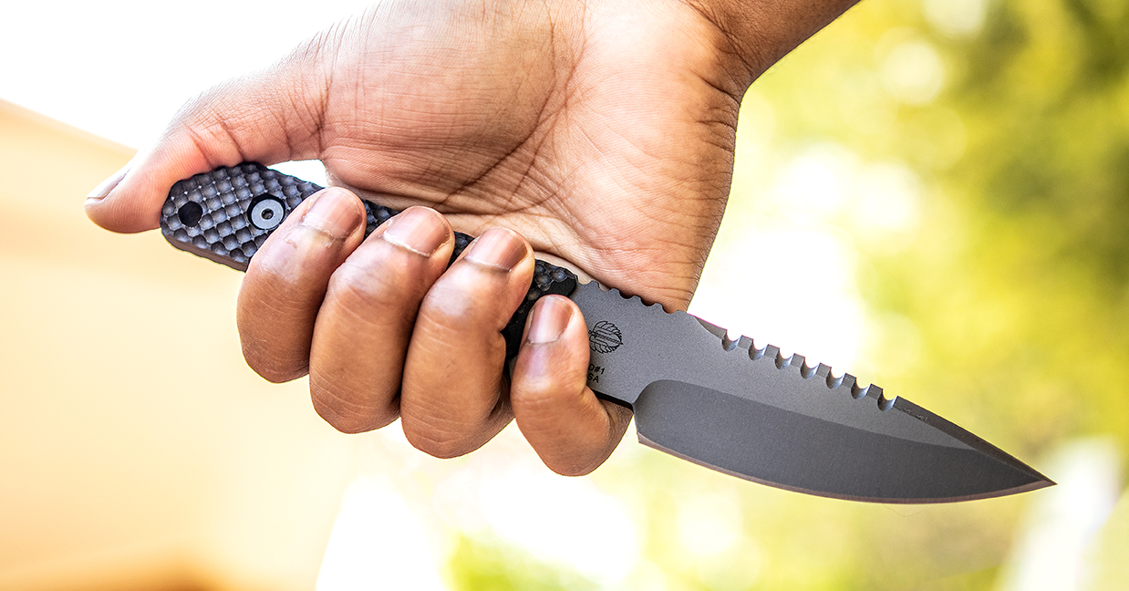 Strider Knives HT Fixed 3.75" PD1 Black Spear Point Blade, Black Gunner ...