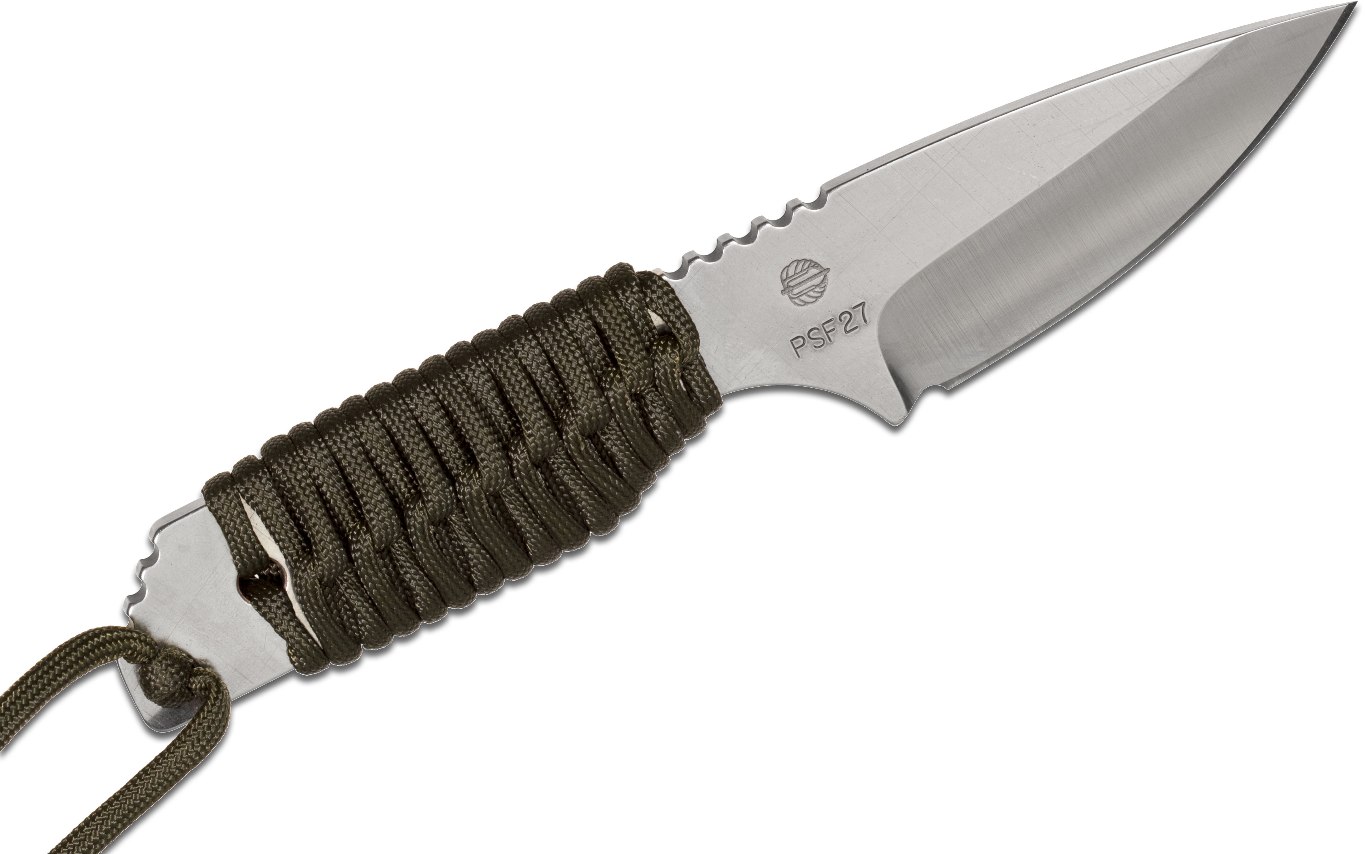 Strider Knives SA Fixed 3" PSF27 Stonewashed Drop Point Blade, Cord ...