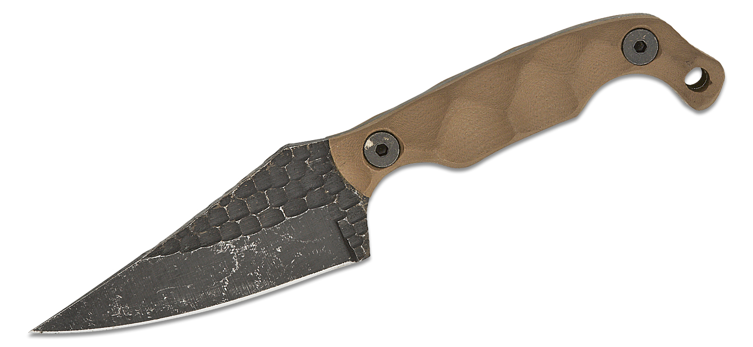 Stroup Knives Mini1 EDC Fixed Blade Knife 3.125" 1095 Hand Carved Pike ...
