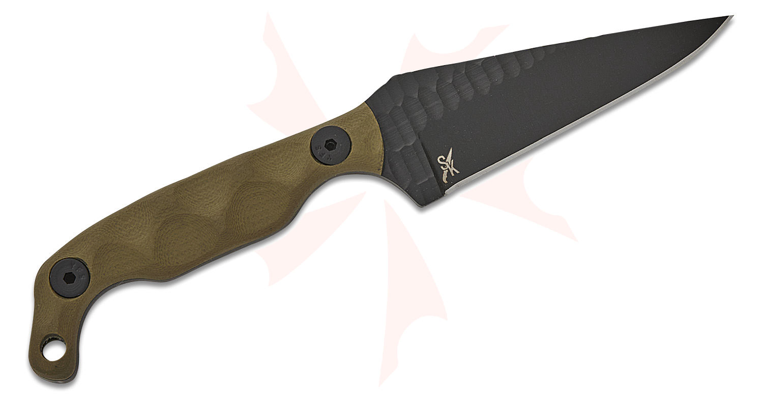 Stroup Knives Mini EDC Fixed Blade Knife 3.25" 1095 Black Cerakote Hand ...