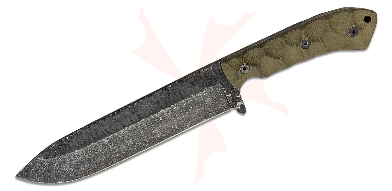 Stroup Knives BK1 Chopper Fixed Blade Knife 8" 1095 Hand Carved Drop ...