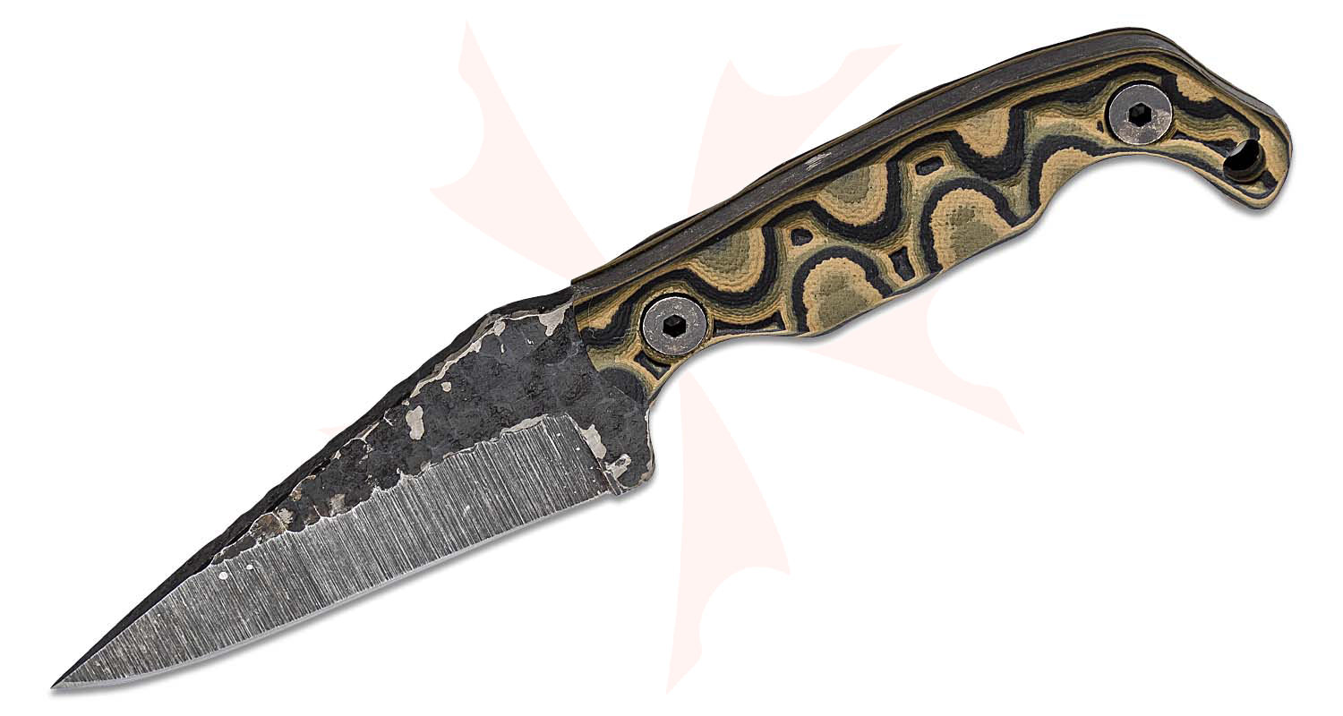 Stroup Knives Mini EDC Fixed Blade Knife 3.25" 1095 Hand Carved Pike ...