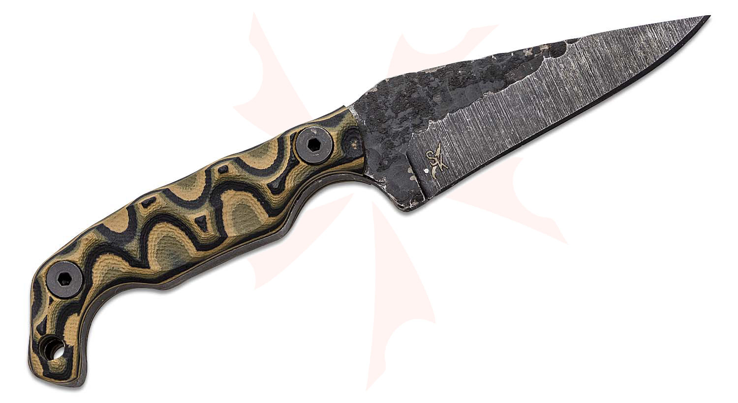 Stroup Knives Mini EDC Fixed Blade Knife 3.25" 1095 Hand Carved Pike ...