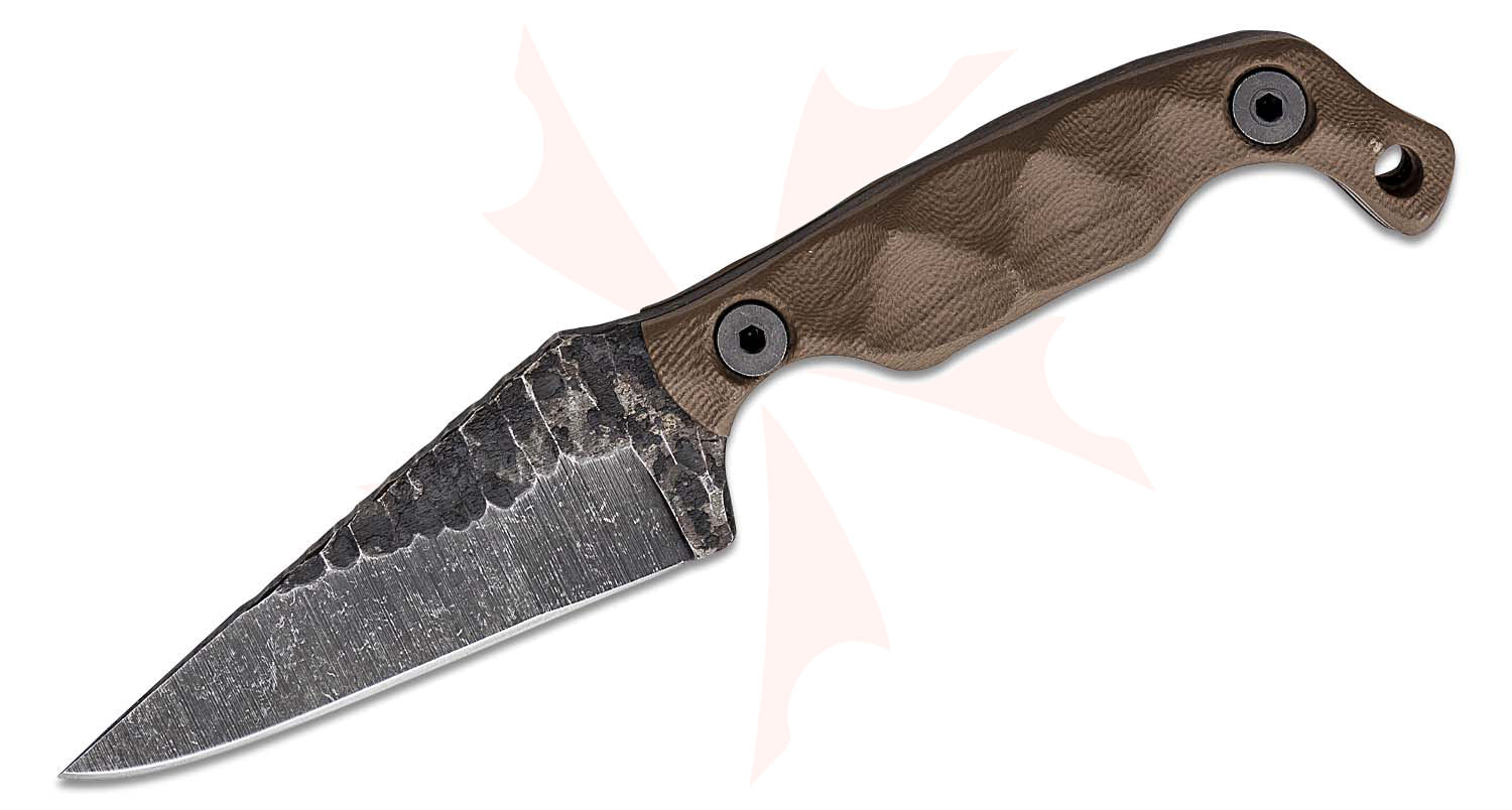 Stroup Knives Mini EDC Fixed Blade Knife 3.25" 1095 Hand Carved Pike ...