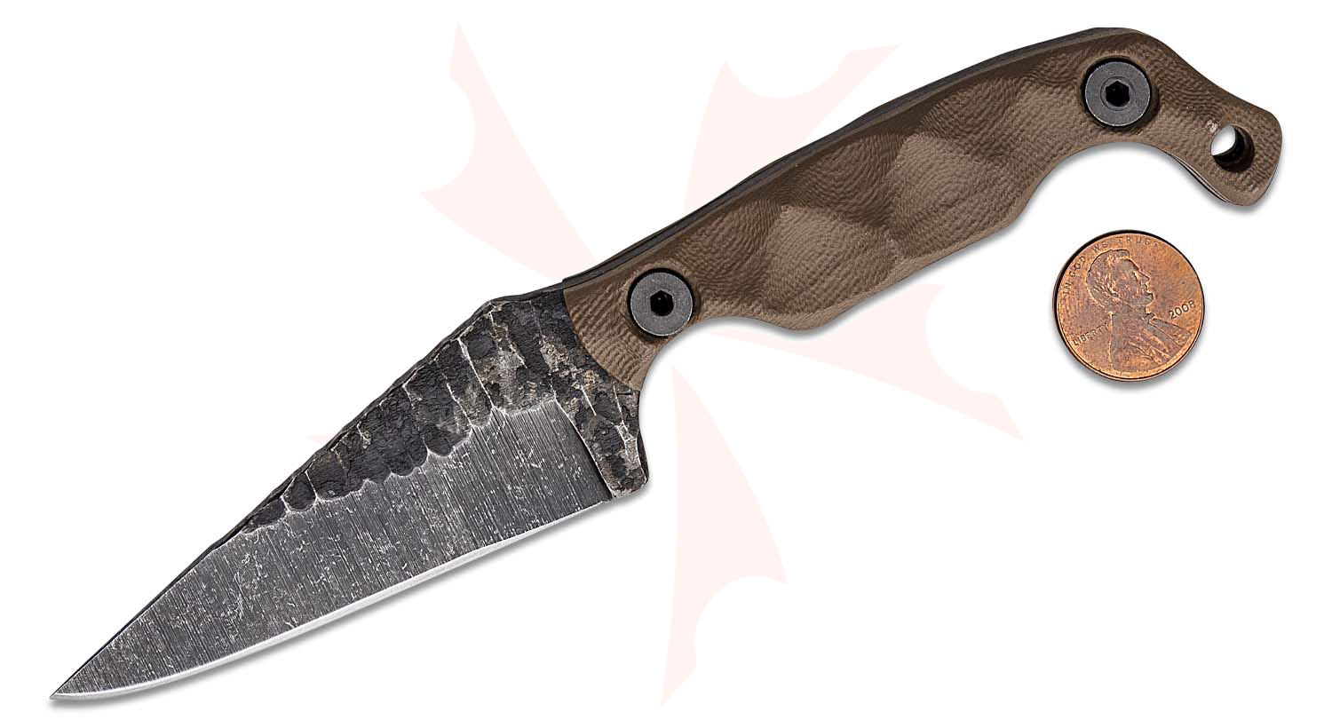 Stroup Knives Mini EDC Fixed Blade Knife 3.25" 1095 Hand Carved Pike ...