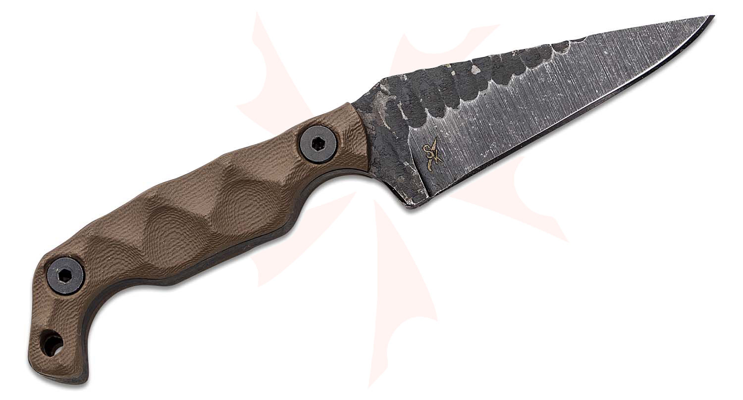 Stroup Knives Mini EDC Fixed Blade Knife 3.25" 1095 Hand Carved Pike ...