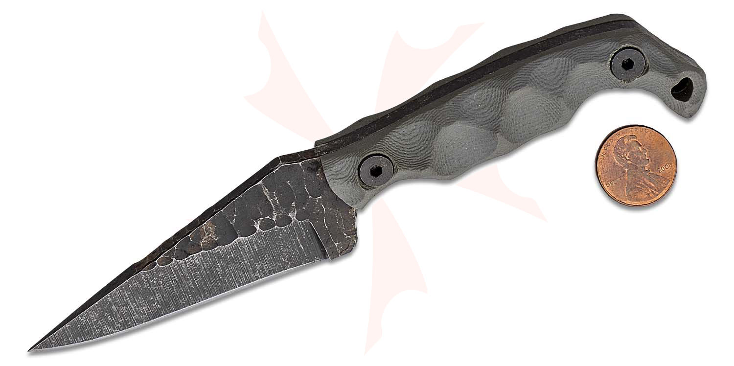 Stroup Knives Mini EDC Fixed Blade Knife 3.25" 1095 Hand Carved Pike ...