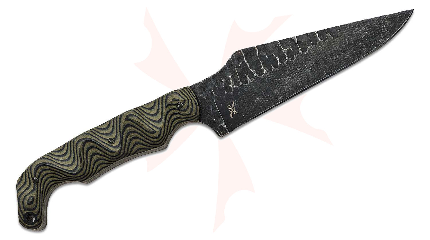 Stroup Knives TU2 Tactical Use Fixed Blade Knife 4.5" 1095 Hand Carved Pike Blade, Milled Black ...