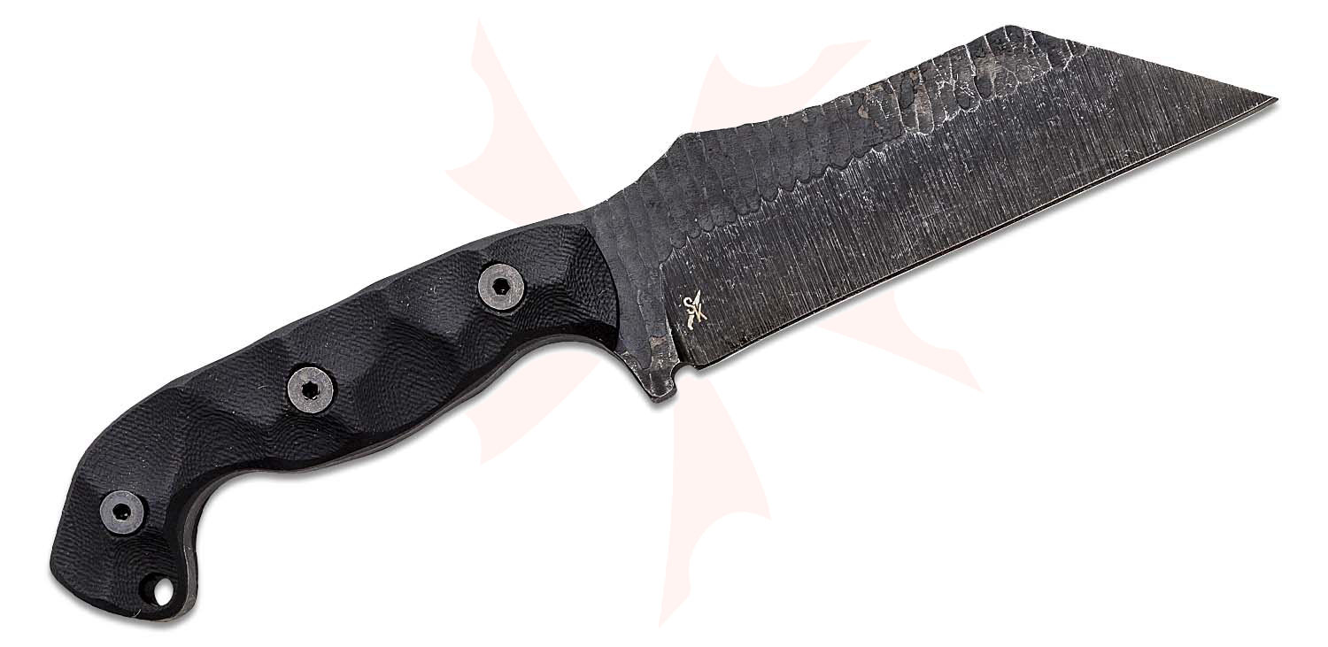 Stroup Knives TU3 Tactical Use Fixed Blade Knife 5" 1095 Hand Carved Wharncliffe, Milled Black ...