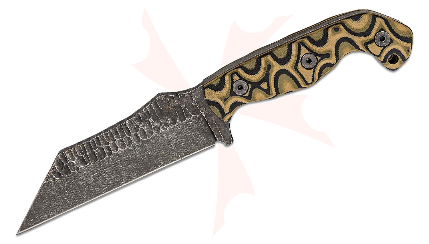 Stroup Knives TU3 Tactical Use Fixed Blade Knife 5" 1095 Hand Carved Wharncliffe, Milled Camo ...