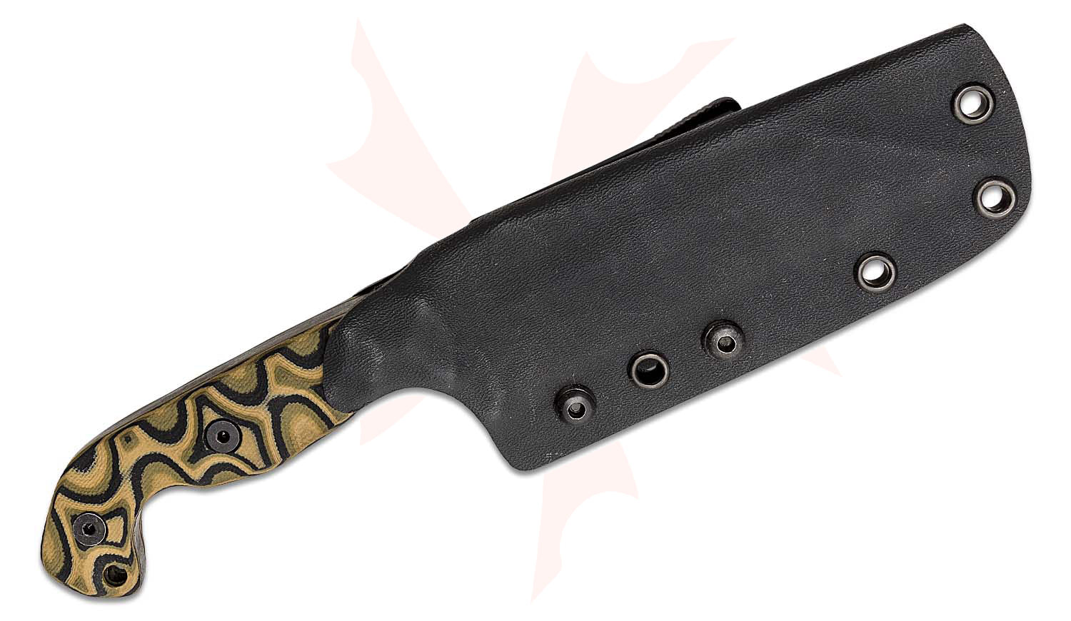 Stroup Knives TU3 Tactical Use Fixed Blade Knife 5" 1095 Hand Carved Wharncliffe, Milled Camo ...