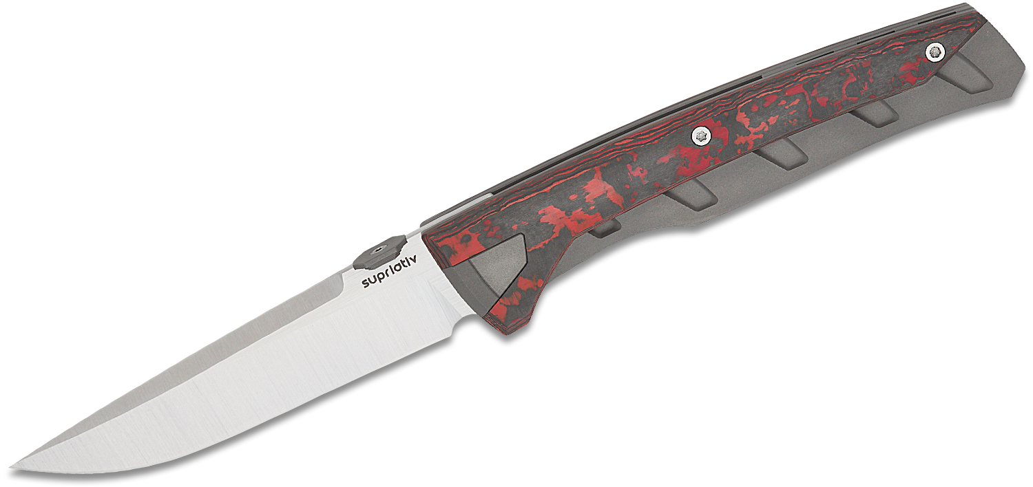 Suprlativ The Matador Folding Knife 3.78" M390 Belt Satin Drop Point ...