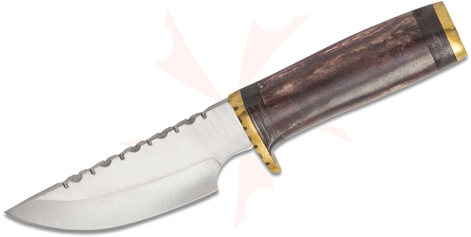 SZCO File Worked Skinner Fixed Blade Knife 4.125" Polished Blade, Brown ...