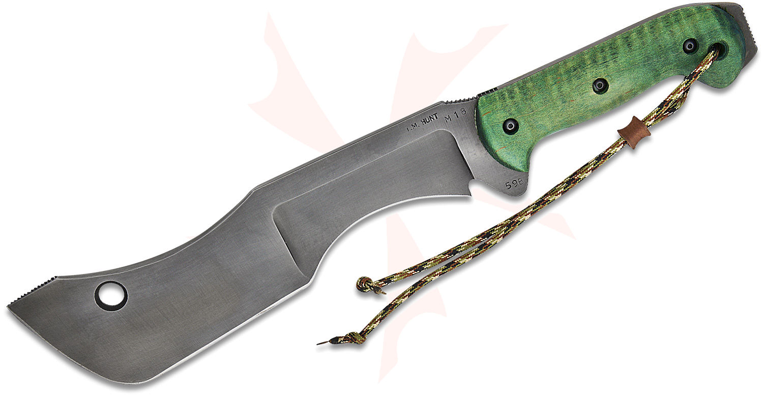 T.M. Hunt M18 Fixed Blade Knife 10.125" O1 Acid Washed Recurve Chopper ...