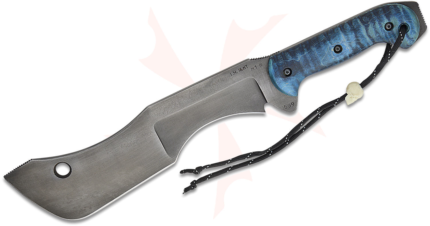T.M. Hunt M18 Fixed Blade Knife 10.125" O1 Acid Washed Recurve Chopper ...