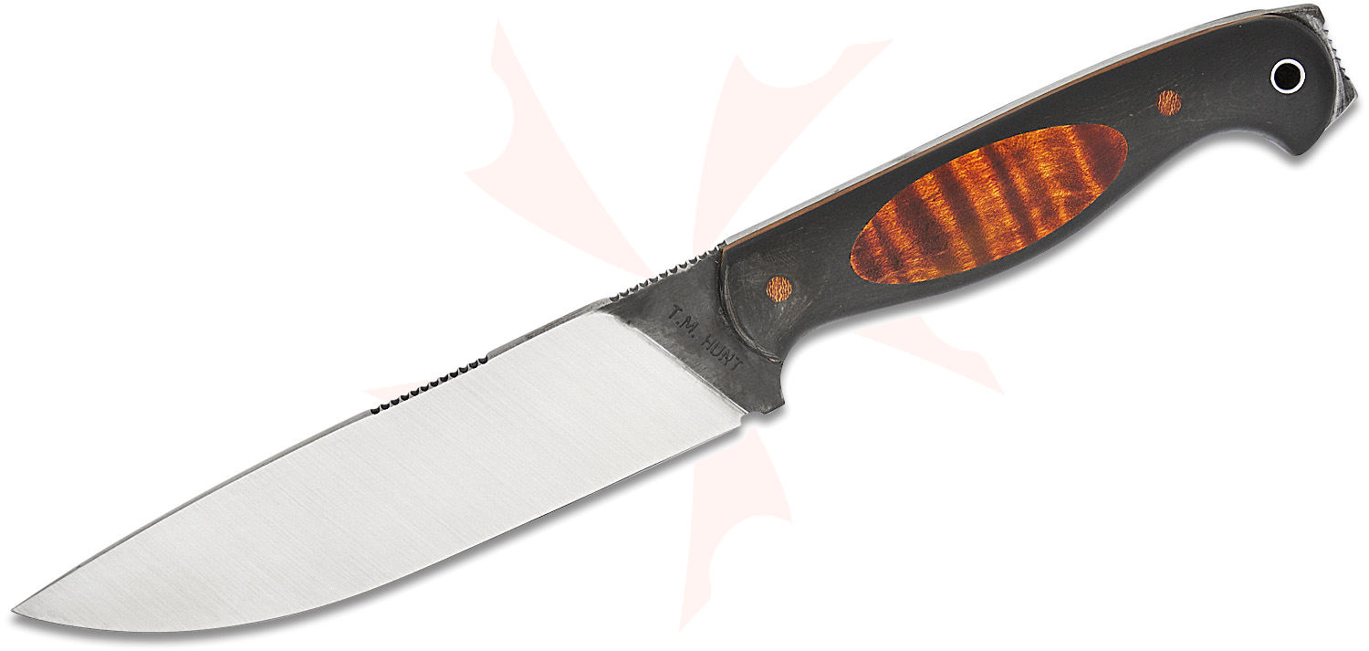 T.M. Hunt Custom Tradewater Fixed Blade 5.75" O1 Steel Satin Drop Point ...