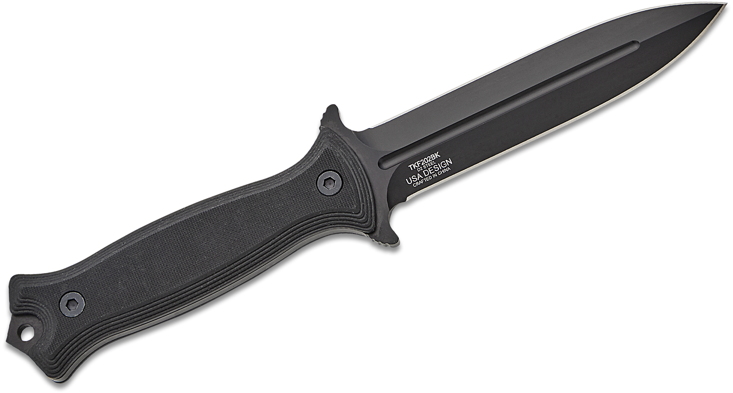 Takumitak Knives Havoc Fixed Blade Knife 4.75" D2 Black TiNi Double ...