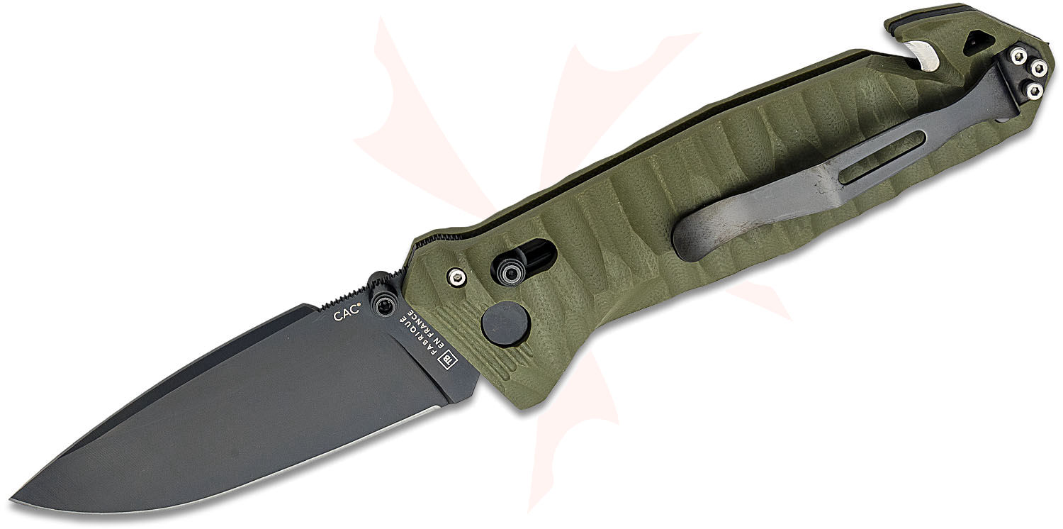 TB Outdoor CAC French Army Folding Knife, 3.62" Nitrox Black PVD Drop ...