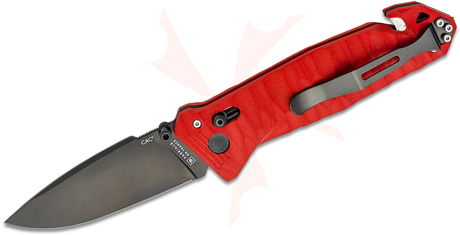 TB Outdoor CAC French Army Folding Knife, 3.62" Nitrox Black PVD Drop ...