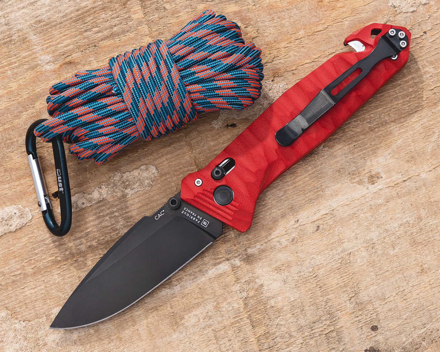TB Outdoor CAC French Army Folding Knife, 3.62" Nitrox Black PVD Drop ...