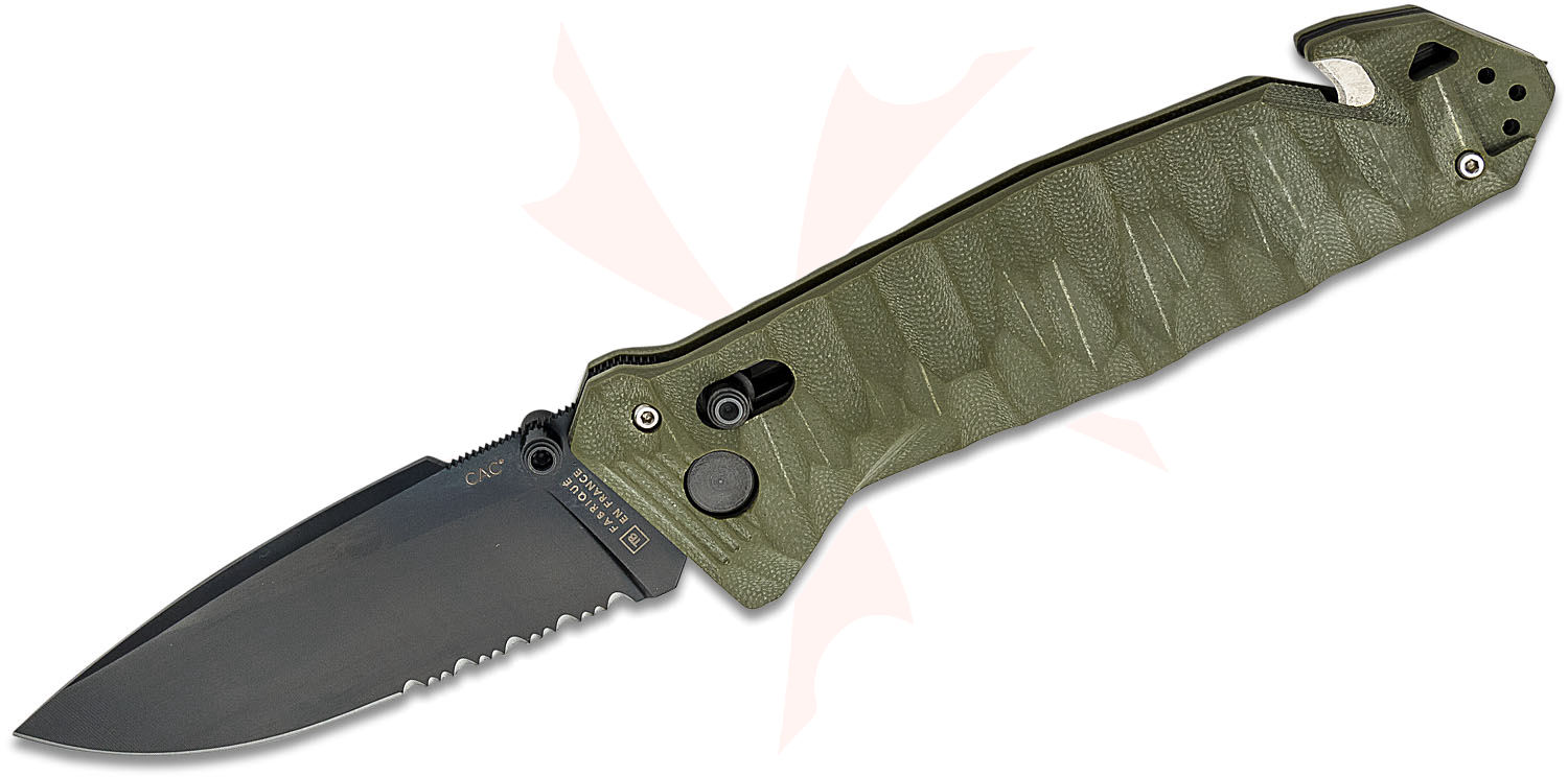 TB Outdoor CAC French Army Folding Knife, 3.62" Nitrox Black PVD Combo ...