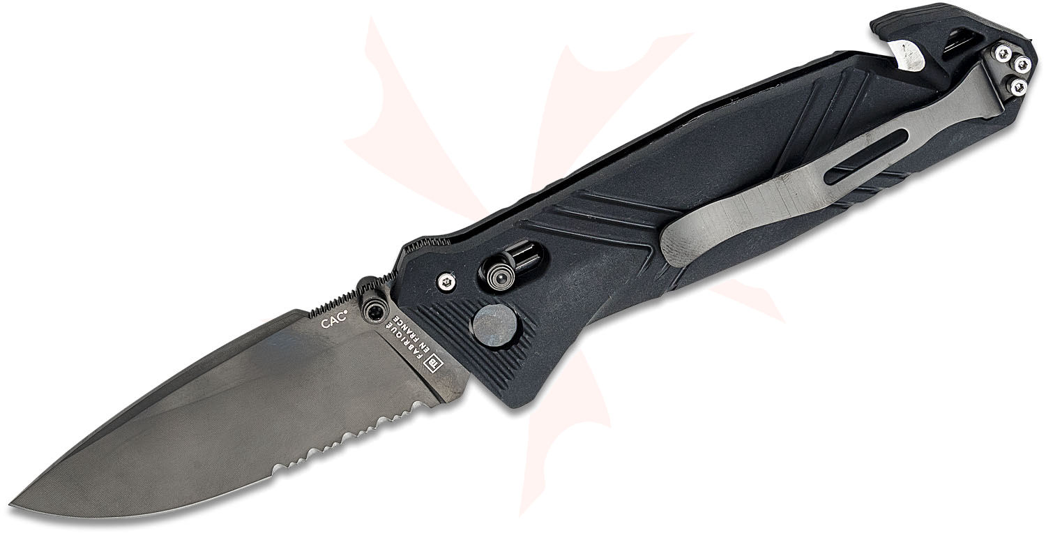 TB Outdoor CAC French Army Folding Knife, 3.62" Nitrox Black PVD Combo ...