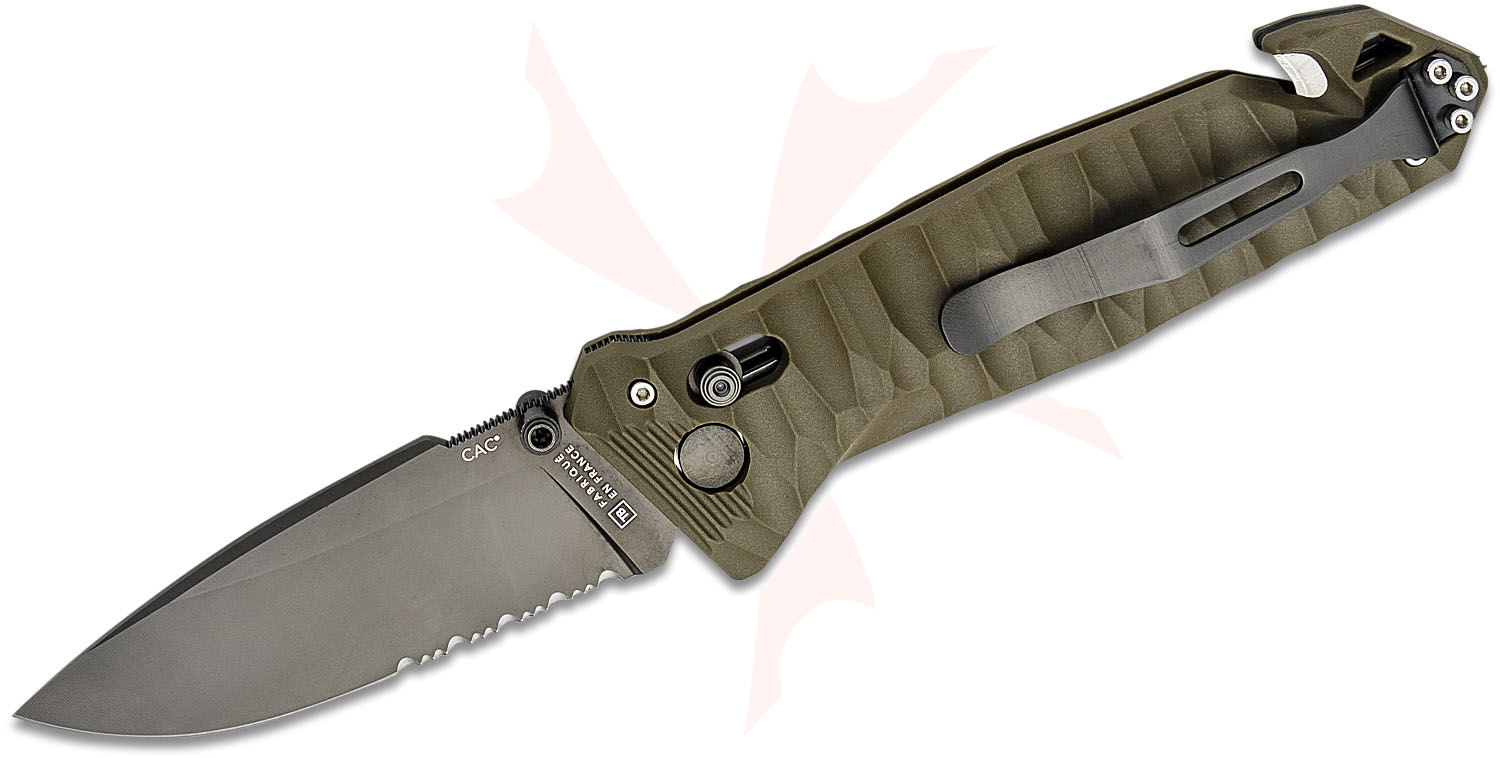 TB Outdoor CAC French Army Folding Knife, 3.62" Nitrox Black PVD Combo ...