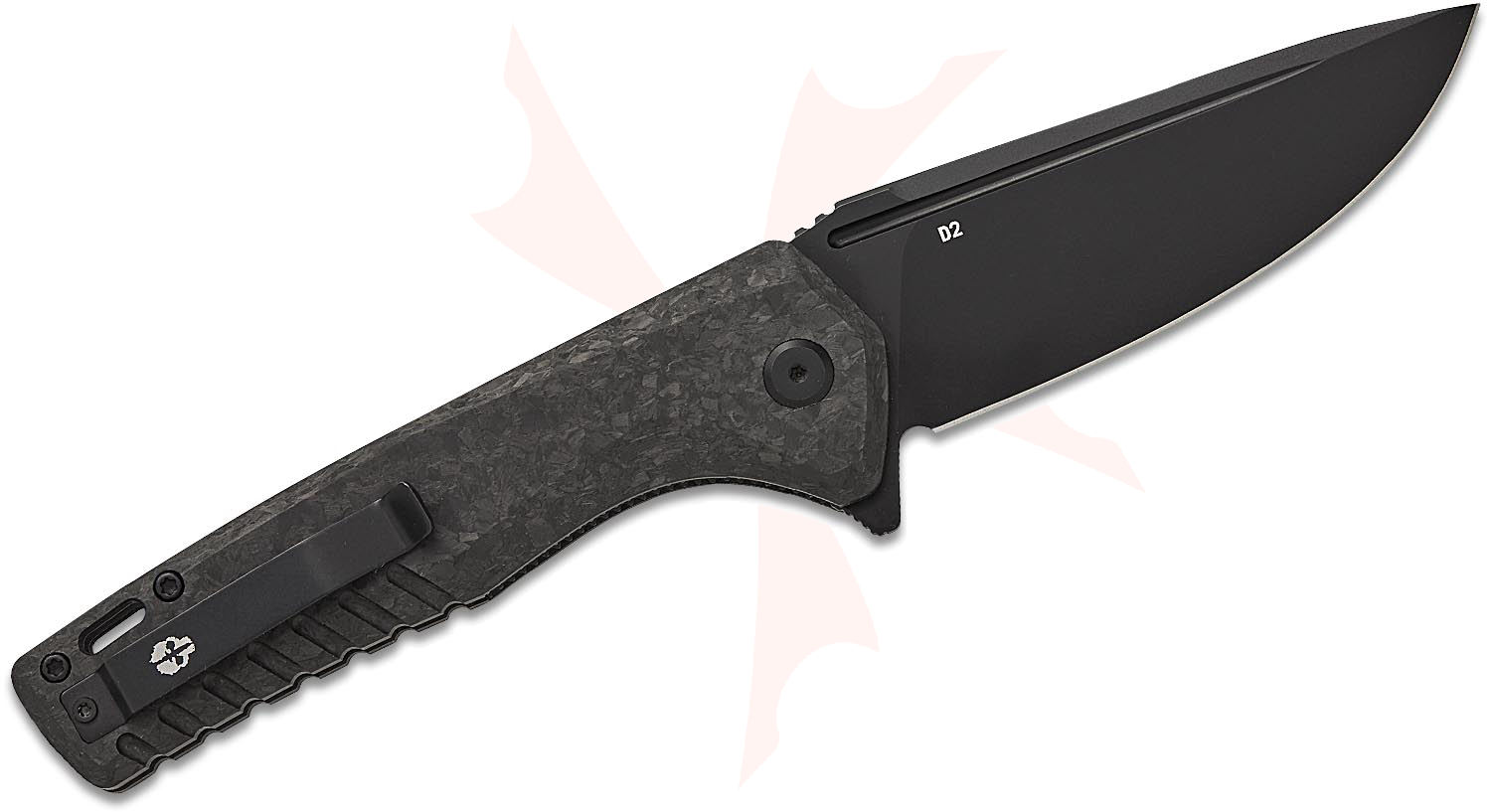 Tekto Knives F3 Charlie Button Lock Flipper Knife 3.8" D2 Black Ti ...
