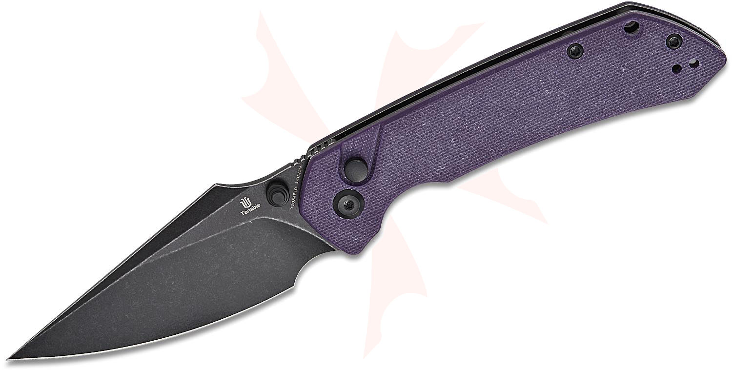 Tenable Knives Fenrir Button Lock Folding Knife 3.45" 14C28N Black ...