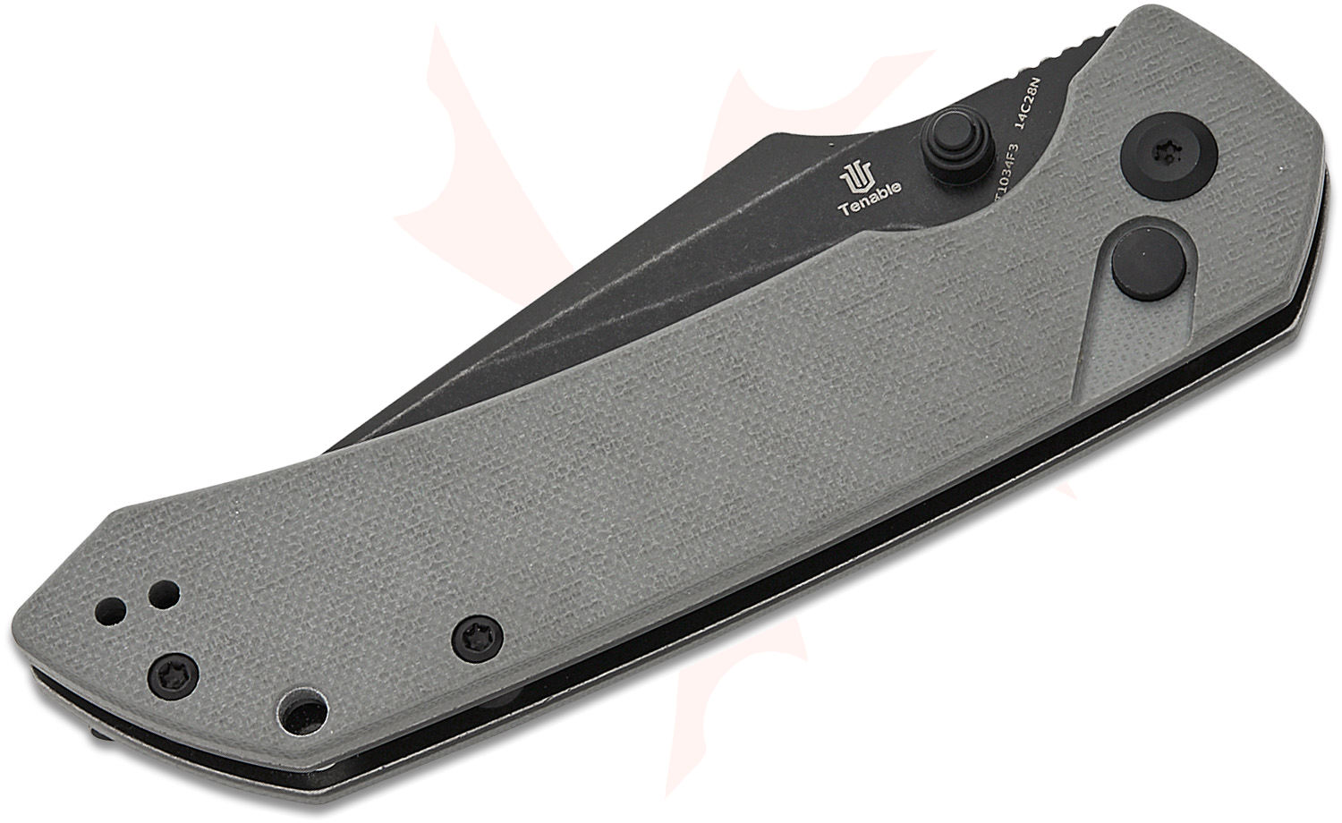 Tenable Knives Fenrir Button Lock Folding Knife 3.45" 14C28N Black ...