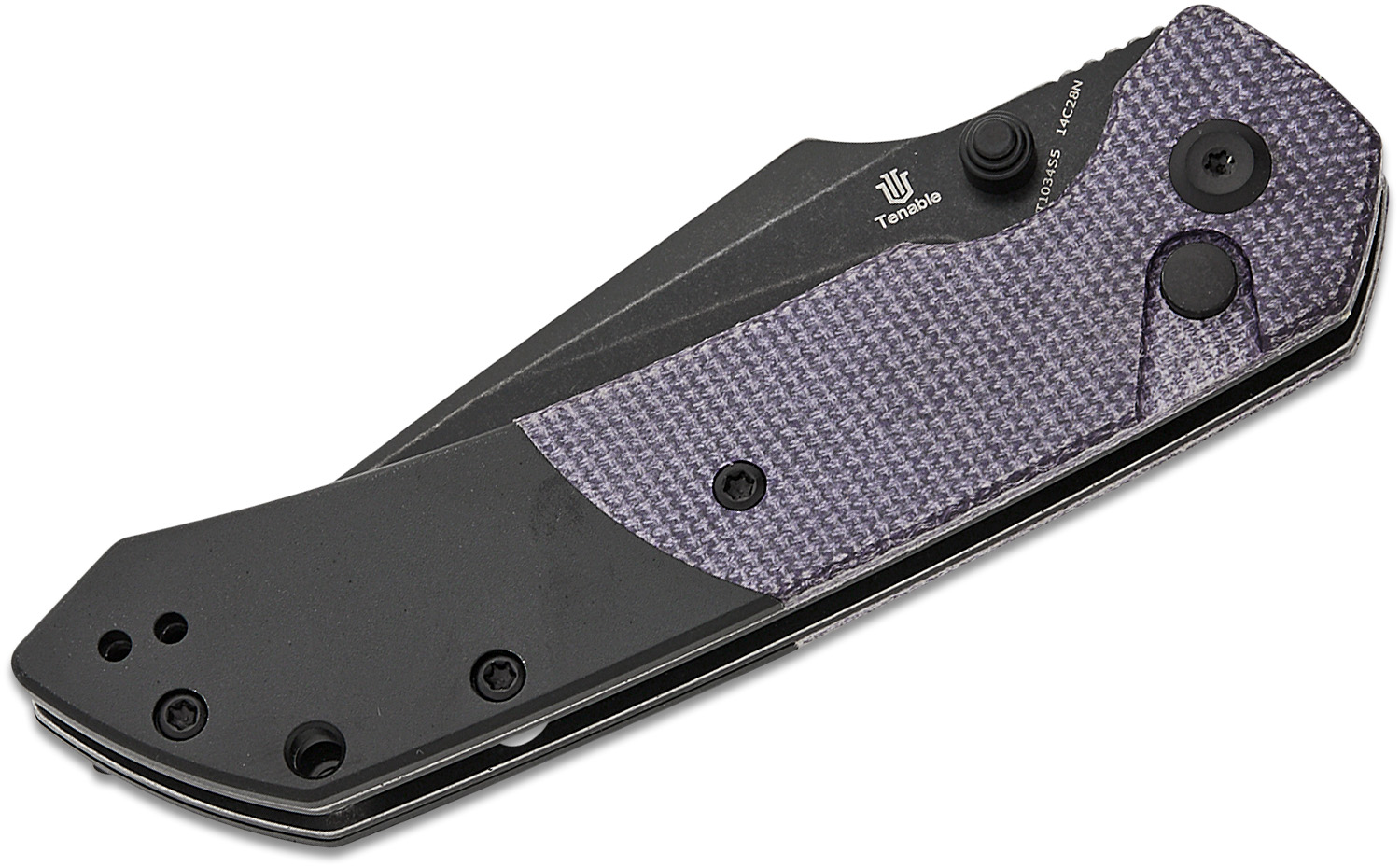 Tenable Knives Fenrir Button Lock Folding Knife 3.45" 14C28N Black ...