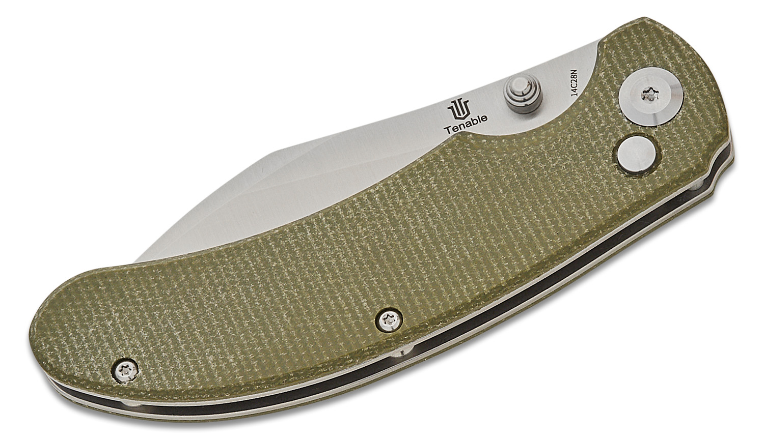 Tenable Knives Nesstreet Button Lock Folding Knife 3.58" 14C28N Satin ...