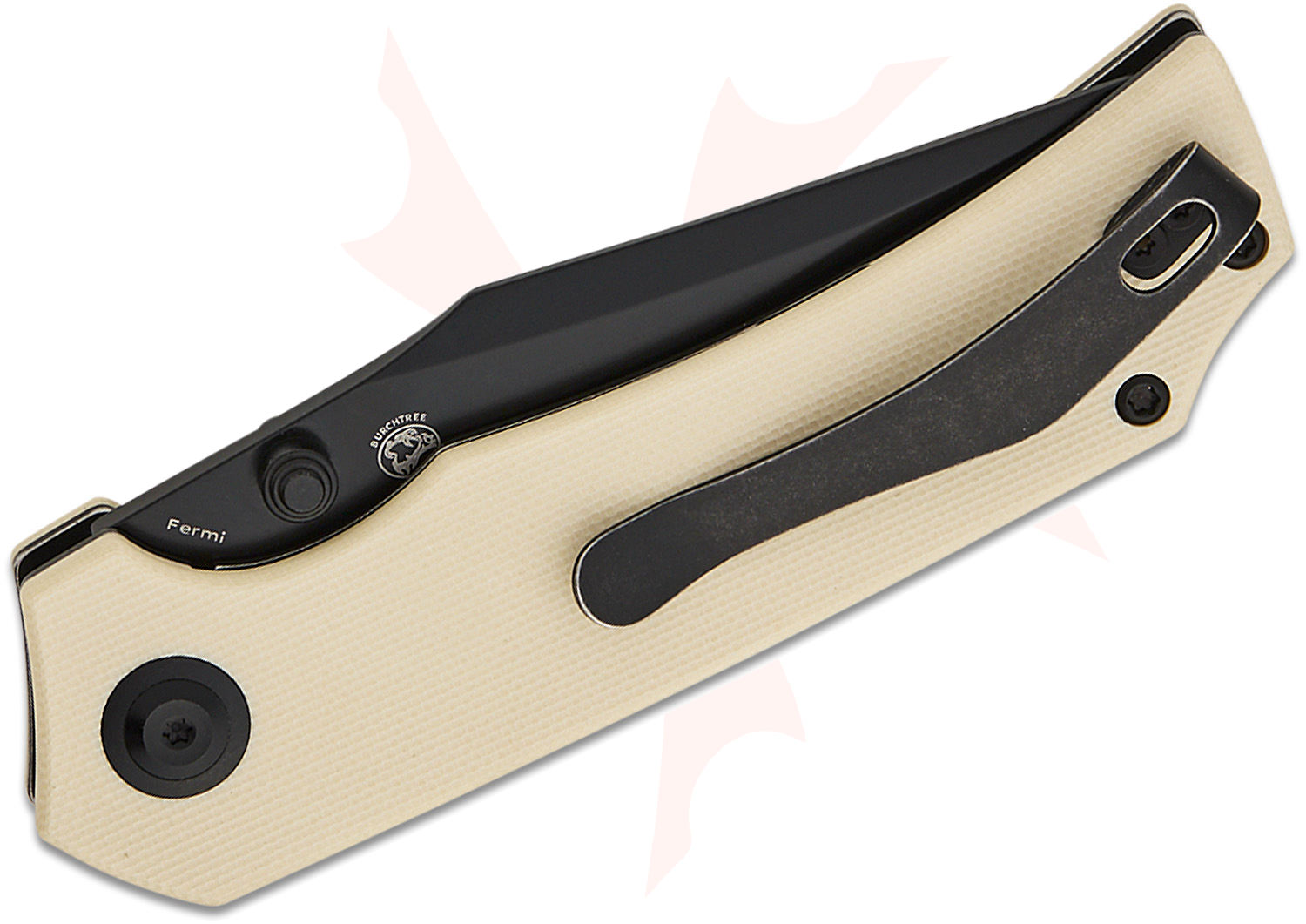 Tenable Knives Fermi Folding Knife 3.11" 14C28N Black TiCn Recurve ...