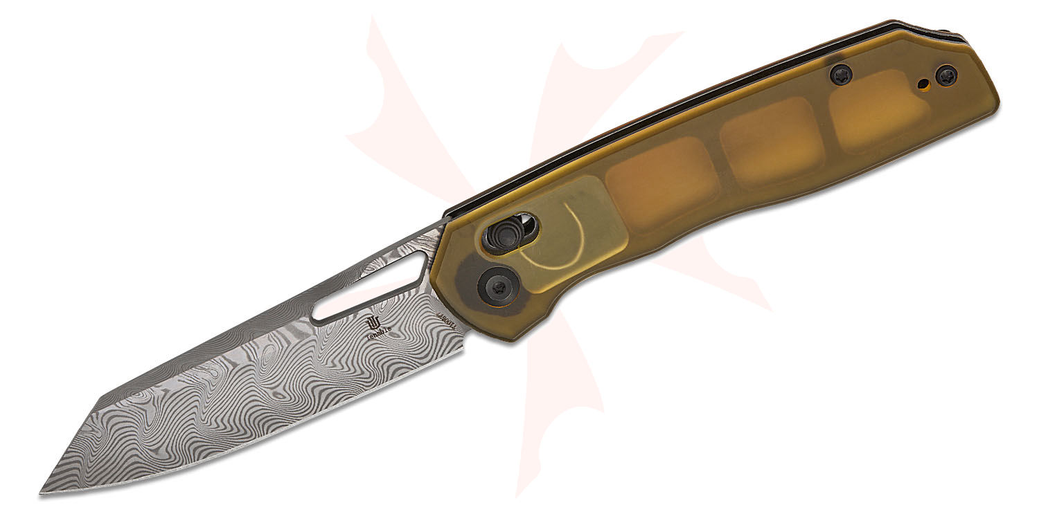 Tenable Knives Shard Crossbar Lock Folding Knife 3.47" Damascus Reverse ...