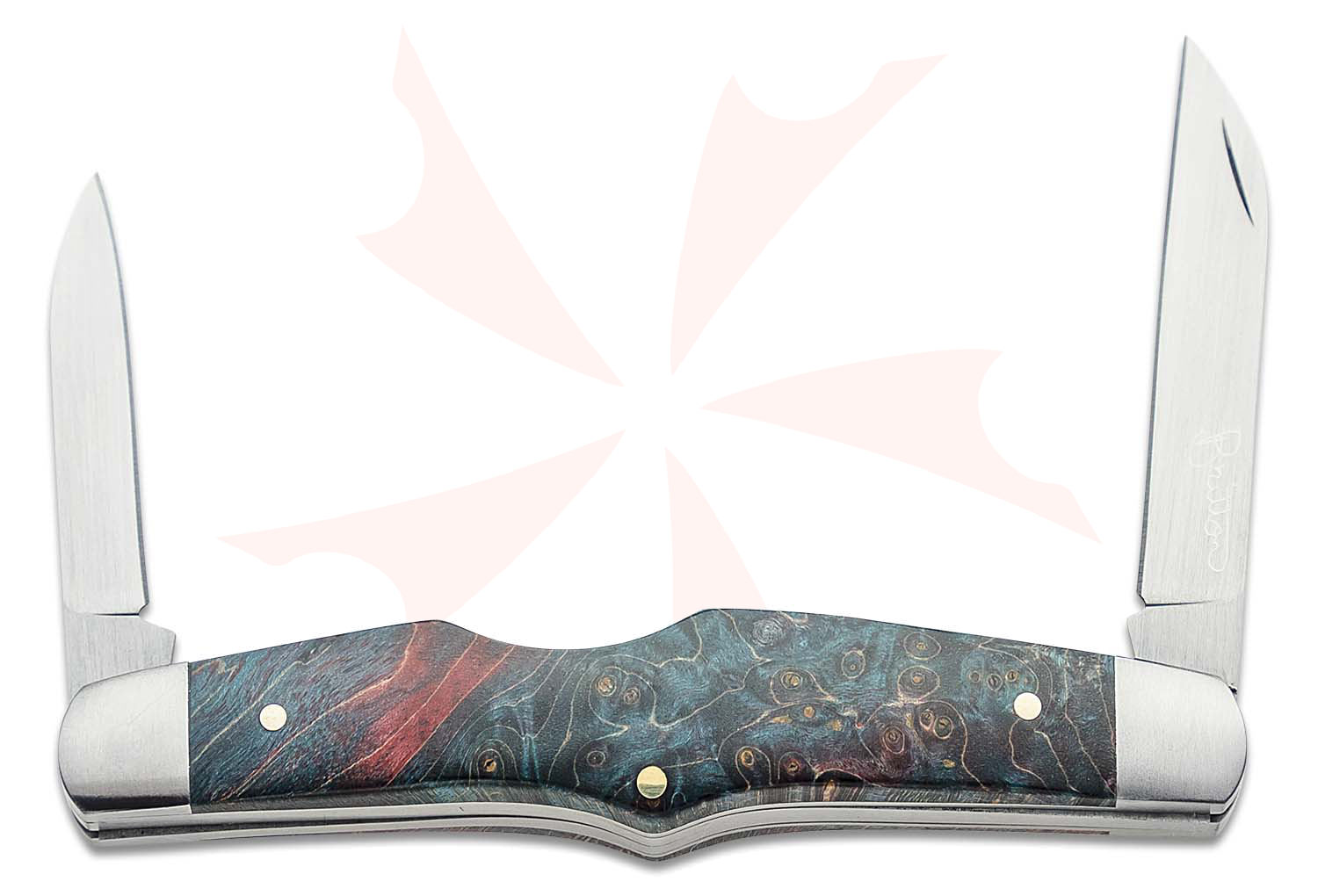 Tim Britton Knives Custom 2-Blade Ridged Traditional Folding Knife ...