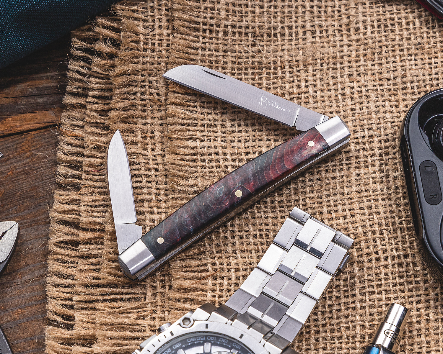 Tim Britton Knives Custom 2-Blade Traditional Folding Knife, Hand ...